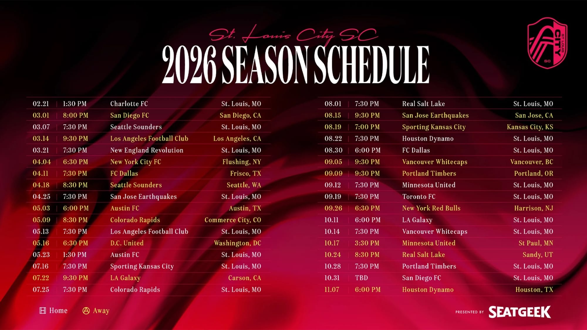 CITY Releases 2026 MLS Schedule